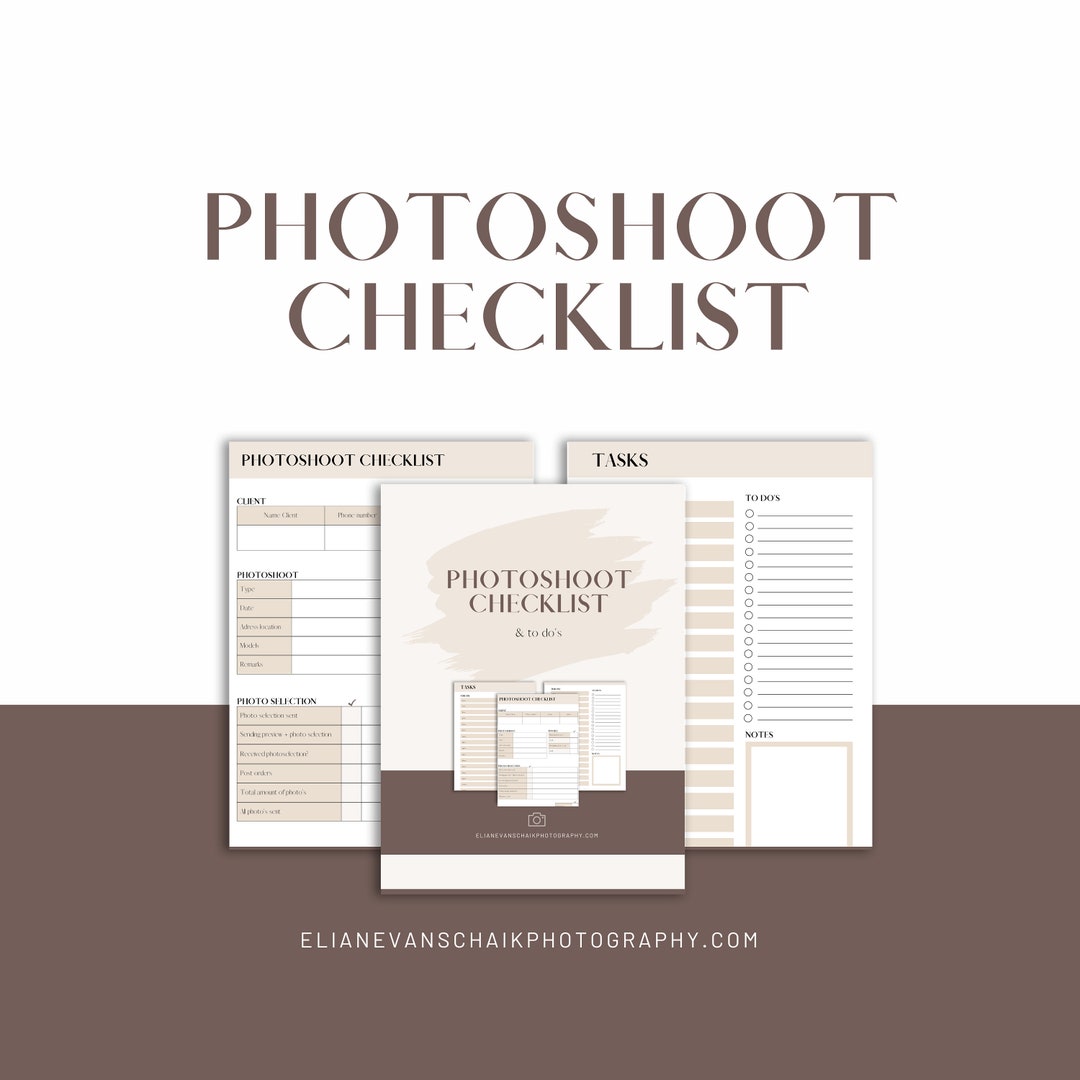 Photoshoot Checklist, Photoshoot Planner, Tasks, to Do List, - Etsy