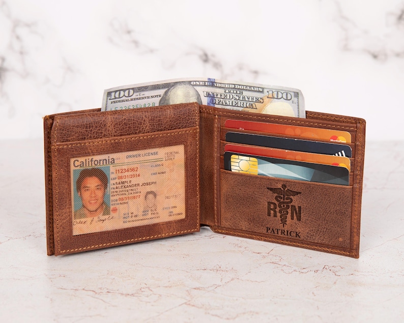 Medical Staff Leather Wallet, Personalized Doctor Nurse Gift, Custom ...