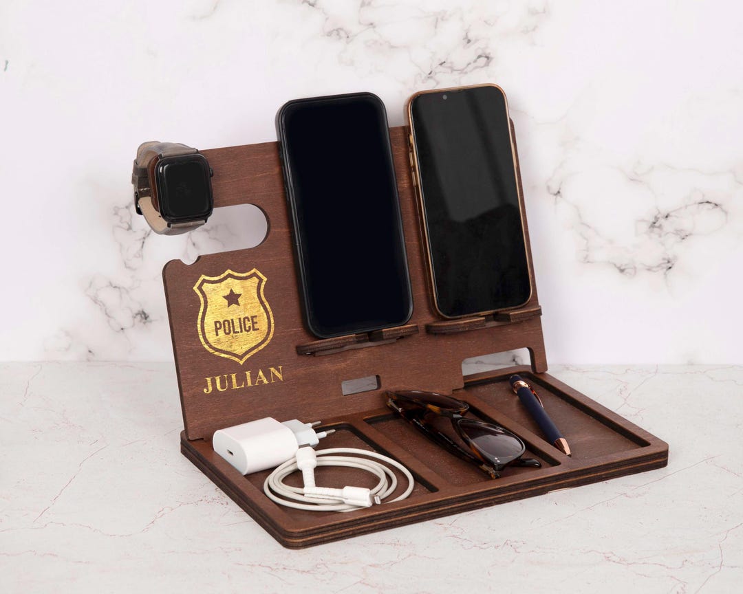 Personalized Police Officer Wooden Desk Organizer – Law Enforcement ...
