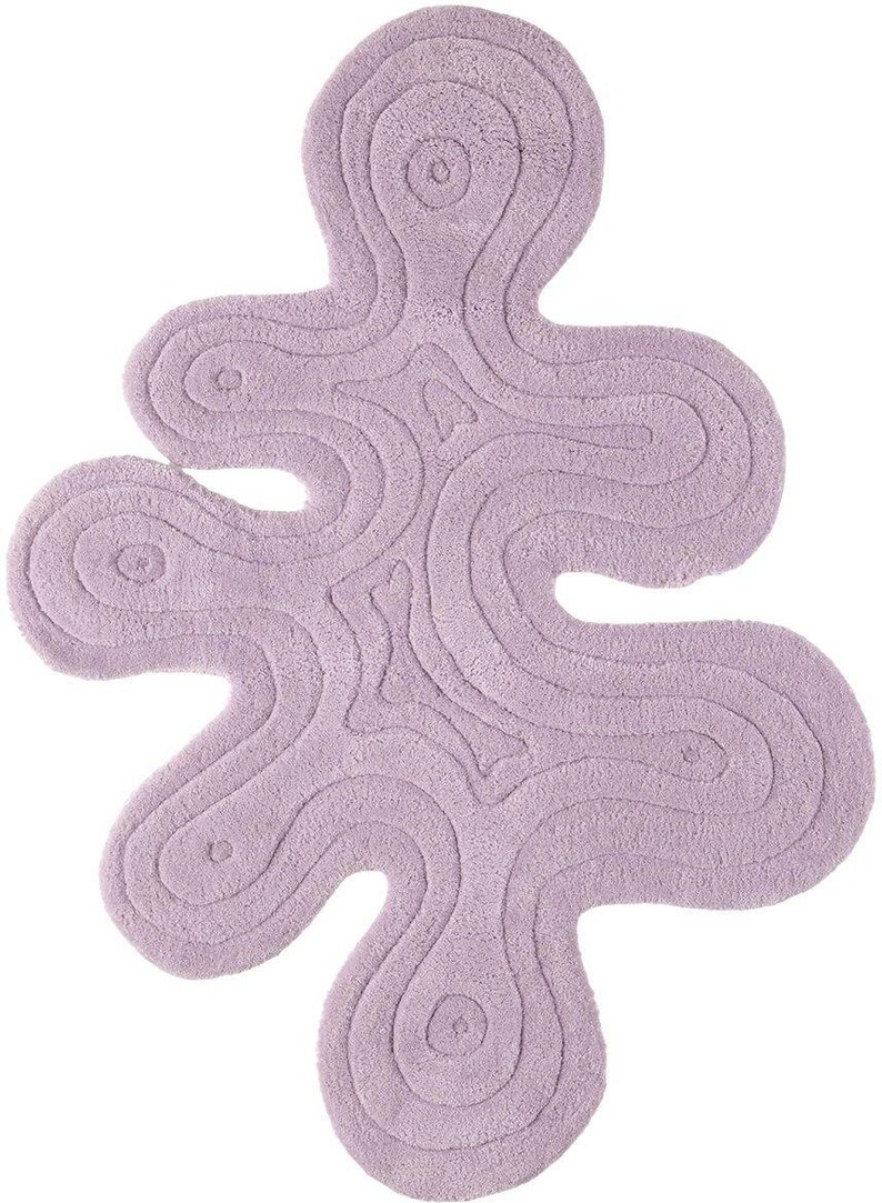 Hand-tufted Amoeba Rug Modern Black/pink-blue Wool Area Rug for Living ...