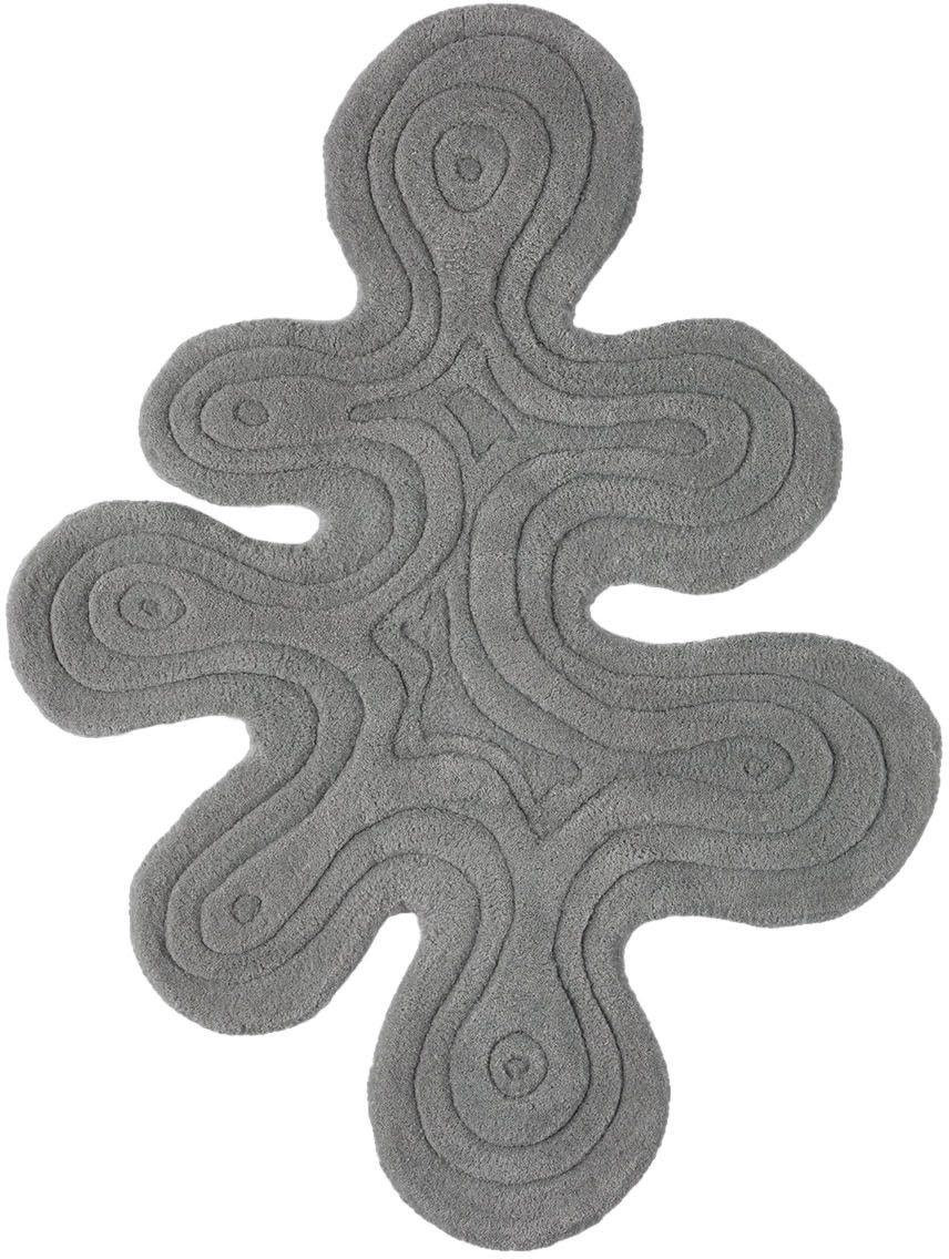 Hand-tufted Amoeba Rug Modern Black/pink-blue Wool Area Rug for Living ...