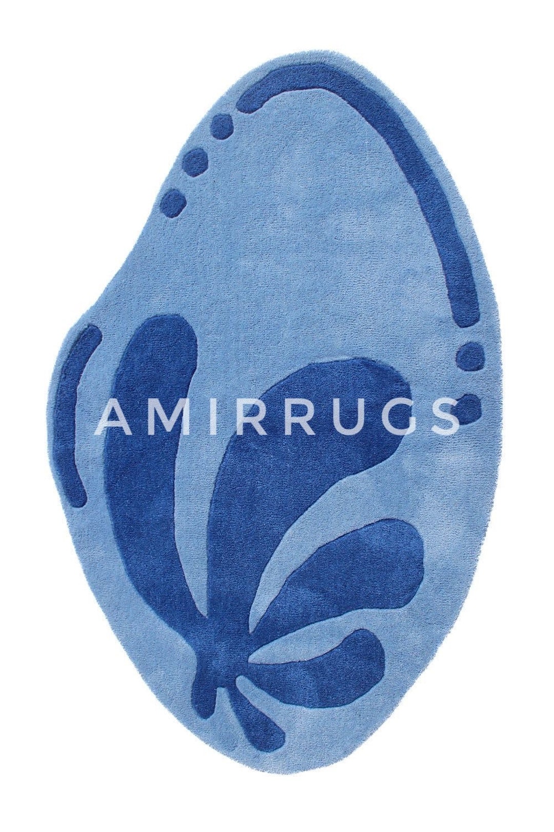 Amoeba Light Blue , Irregular Shaped Hand-tufted 100% Wool Handmade ...
