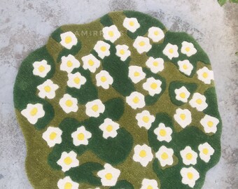 Irregular Shaped Throw Rug Illusion Pattern Hand-tufted 100% Wool ...