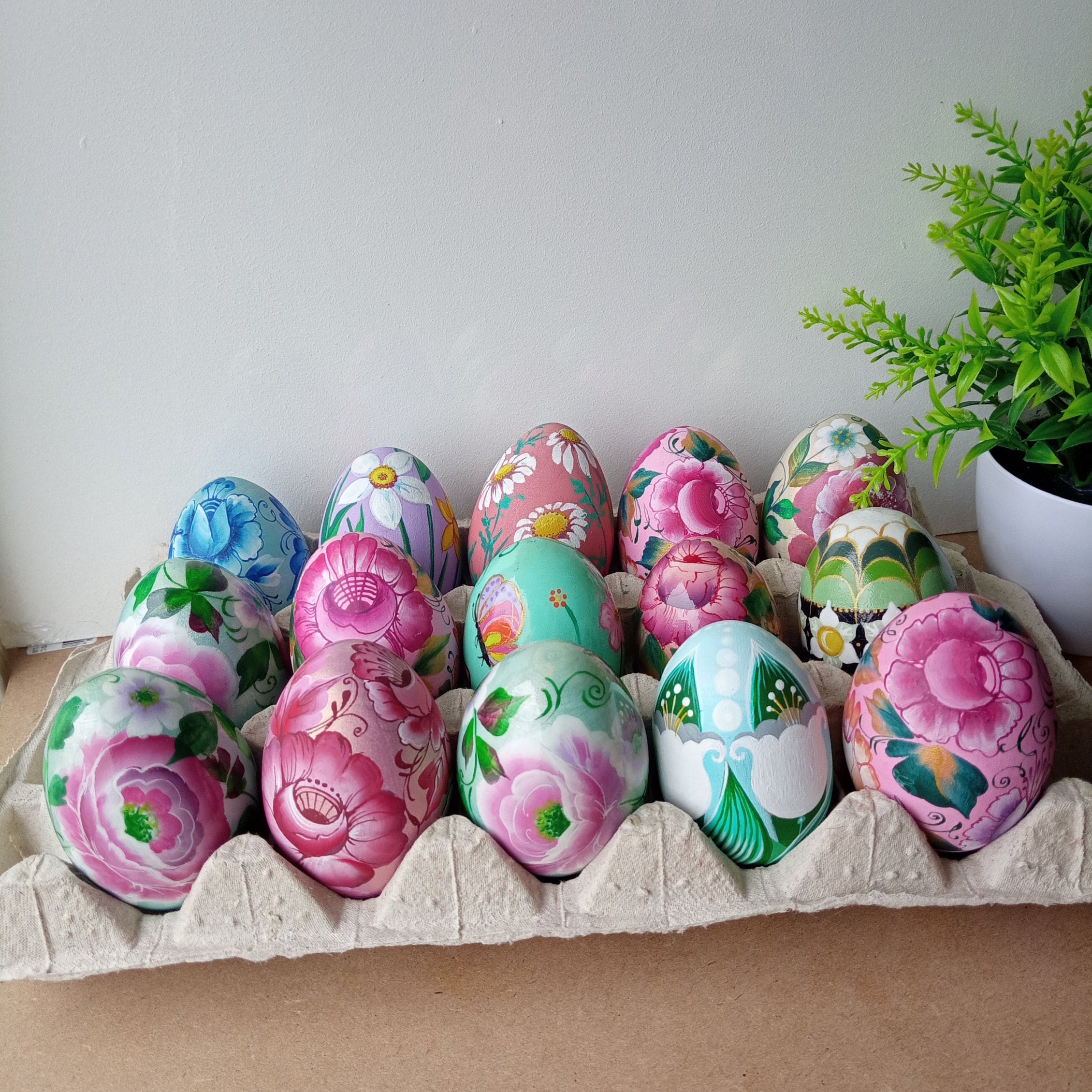 Hand Painted Easter Eggs Ornaments Pysanky Eggs Painted Wooden Eggs Spring Home Decor Easter ...