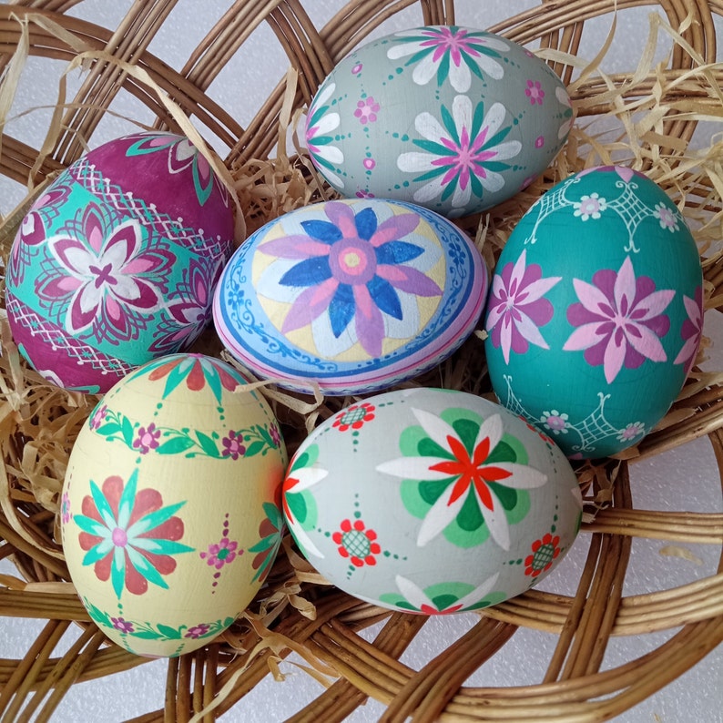 Handbemalte Ostereier Ornamente Pysanky Eier Bemalte Holzeier Frühling ...