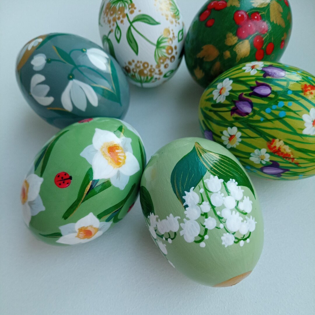 Easter Ornaments Ukrainian Easter Eggs Pysanky Eggs Hand Painted Wooden ...