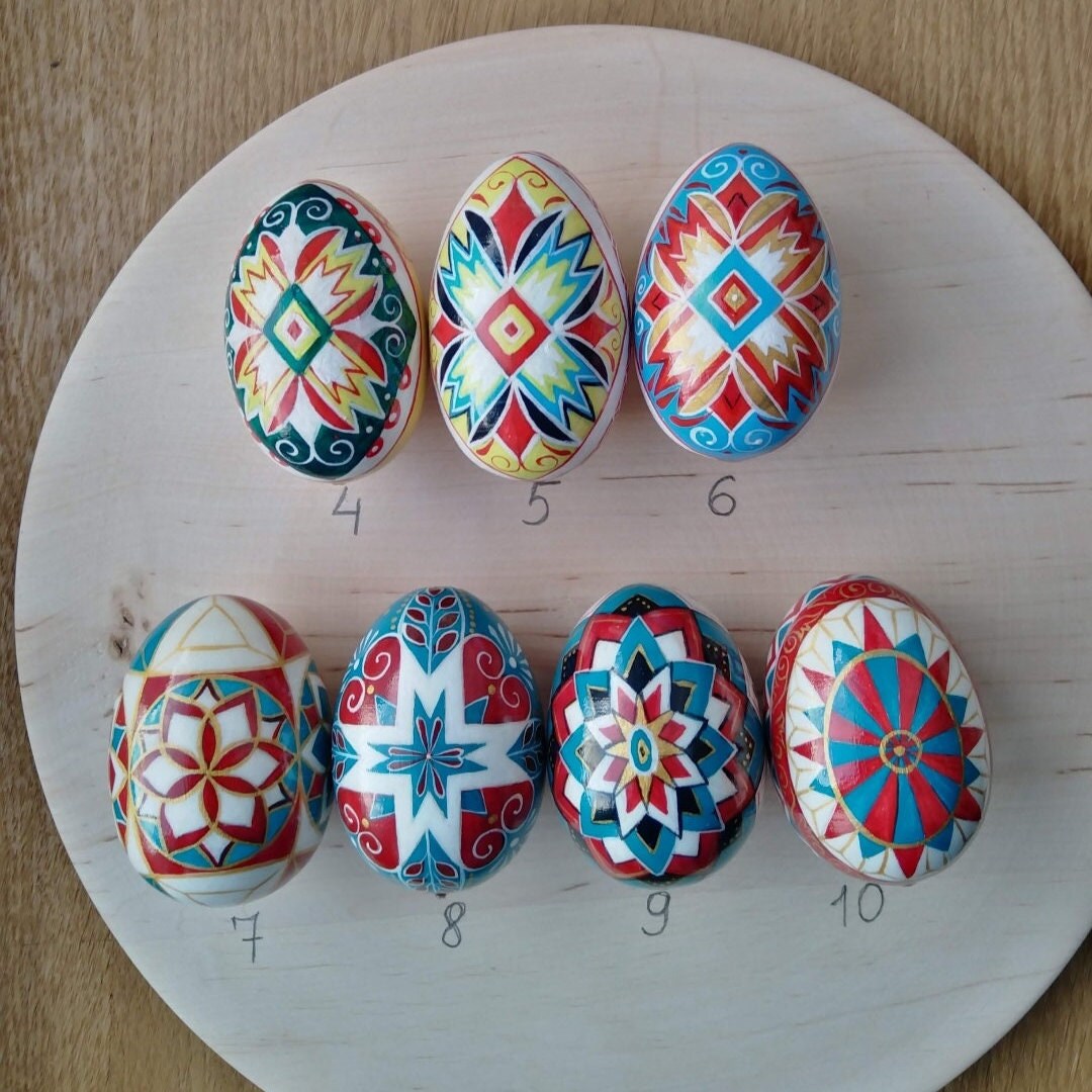 Handbemalte Ostereier Ornamente Pysanky Eier Bemalte Holzeier Frühling ...