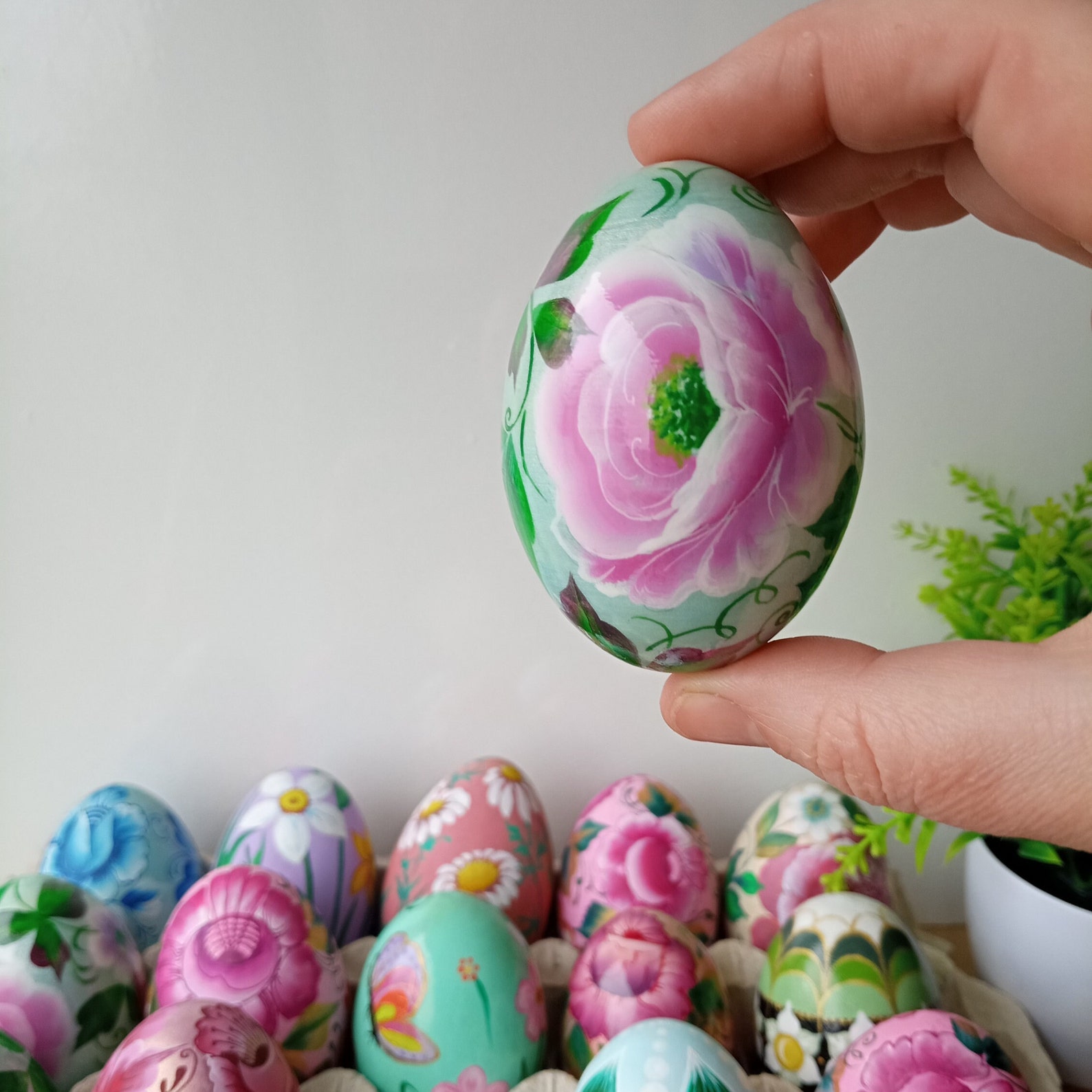 Hand Painted Easter Eggs Ornaments Pysanky Eggs Painted Wooden Eggs Spring Home Decor Easter ...