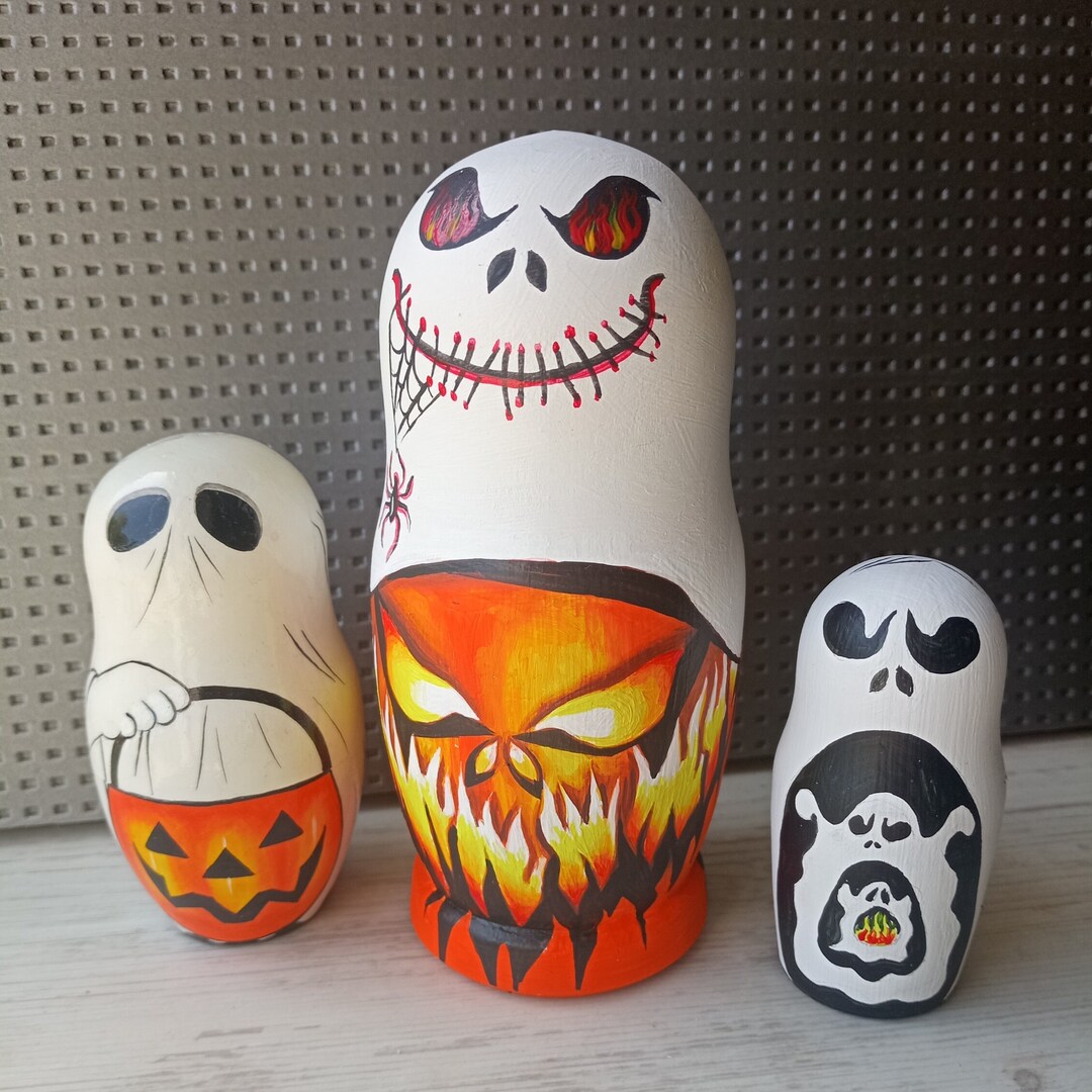 Ghost Figurine Spooky Season Gift Pumpkin Ornament Halloween Nesting ...