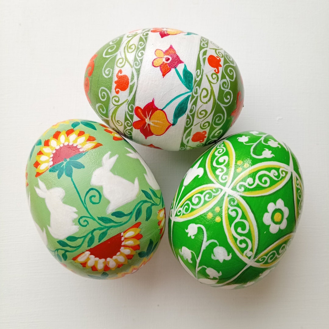 Easter Ornaments Ukrainian Easter Eggs Pysanky Eggs Hand Painted Wooden ...