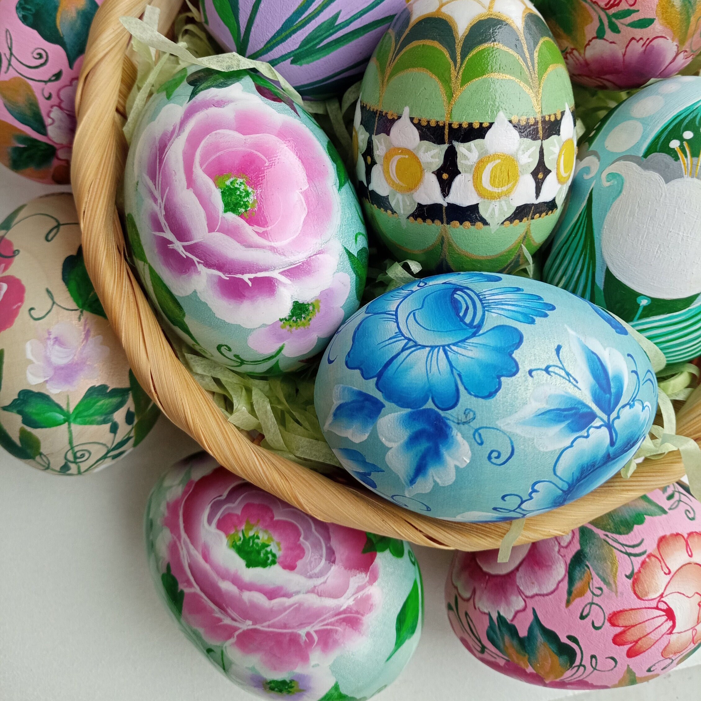 Hand Painted Easter Eggs Ornaments Pysanky Eggs Painted Wooden Eggs Spring Home Decor Easter ...