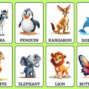 Printable Children's Flash Cards - Animals - Comes With a Free Coloring ...