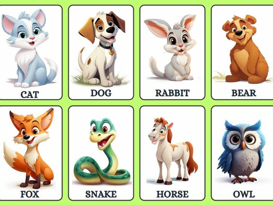 Printable Children's Flash Cards - Animals - Comes With a Free Coloring ...