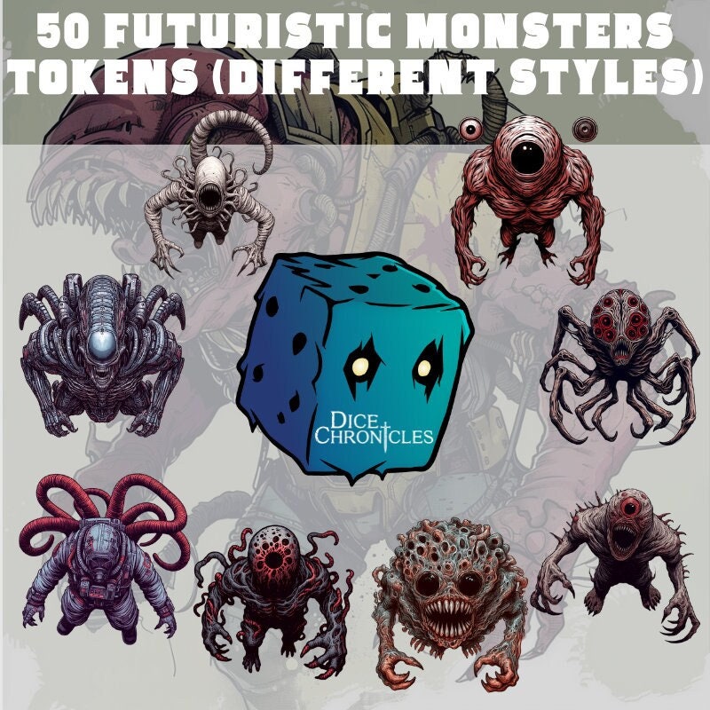 50 Rpg Mtb FUTURISTIC MONSTERS TOKENS - Etsy