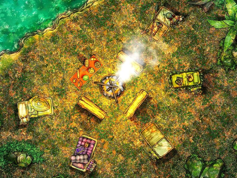 RPG BATTLEMAP Rest Camp in Forest/jungle Mountain Bike - Etsy