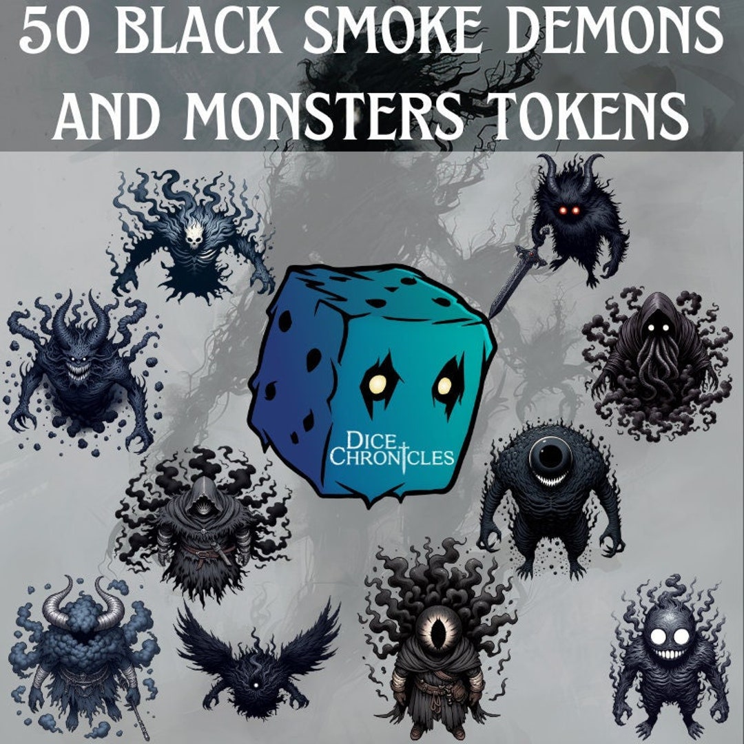 50 Black Smoke Demons and Monsters Rpg Mtb Tokens - Etsy