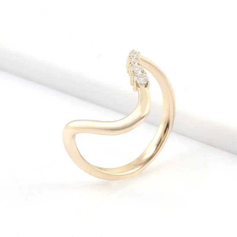 14k Solid Gold Chevron Ring V Shaped Ring Yellow Gold Chevron Ring ...