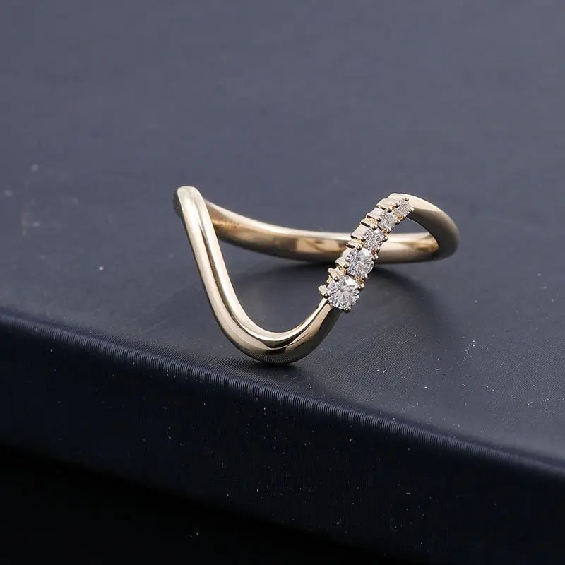 14k Solid Gold Chevron Ring V Shaped Ring Yellow Gold Chevron Ring Stacking Ring V Shape Jewelry ...