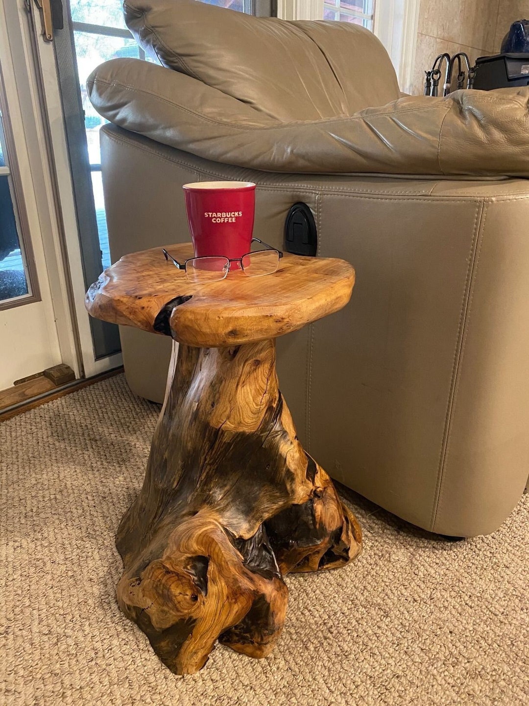 Cedar Root Wood Log Side Table End Table Rustic Primitive - Etsy