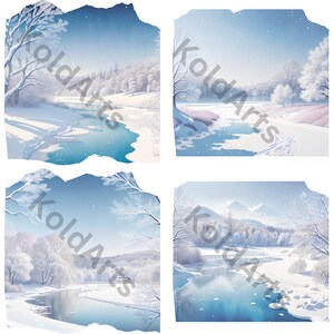 Watercolor Winter Snow Mountain Landscape, and Tree Clipart- 18 Images ...