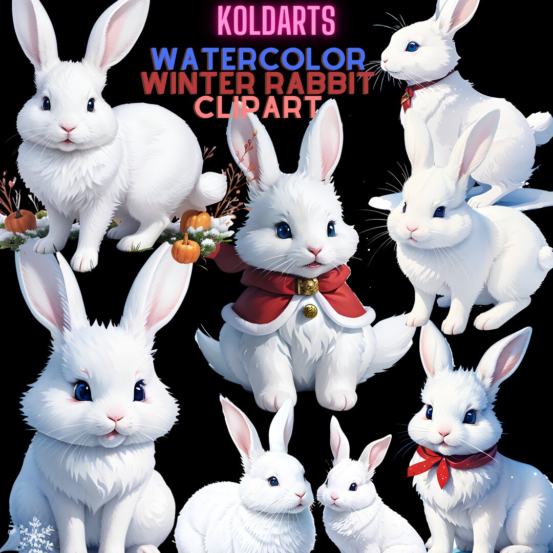 Watercolor Winter Snow Rabbit Clipart-35 Easter Bunny Dreams:premium ...