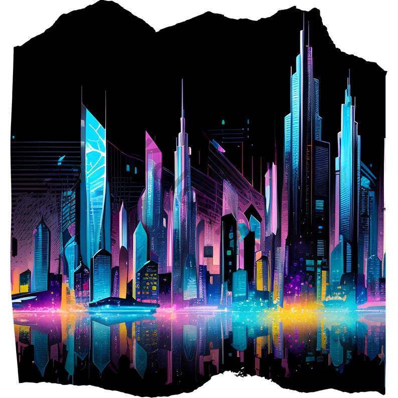 Watercolor Futuristic City Clipart- 30 Images of City That is ...