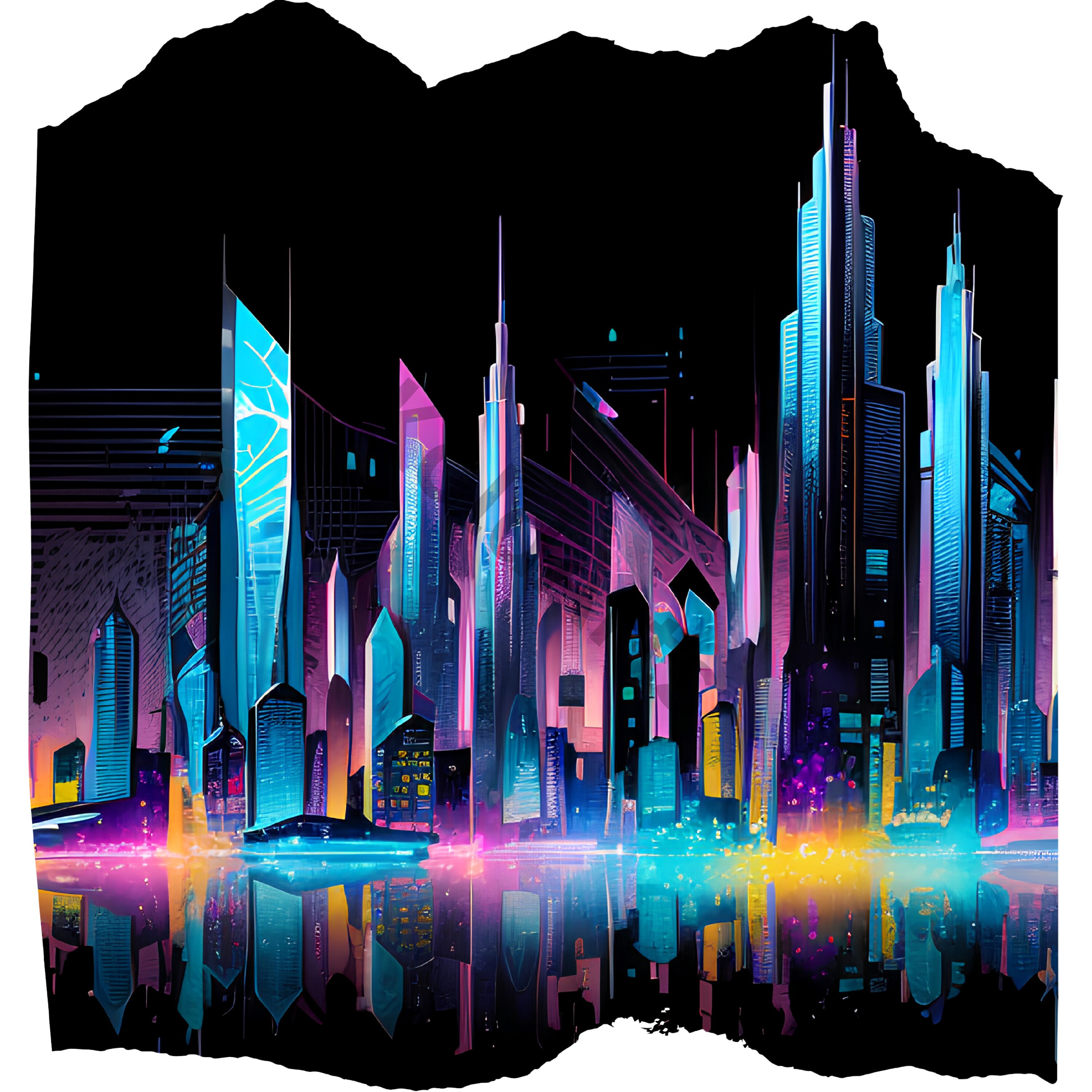 Watercolor Futuristic City Clipart- 30 Images of City That is ...