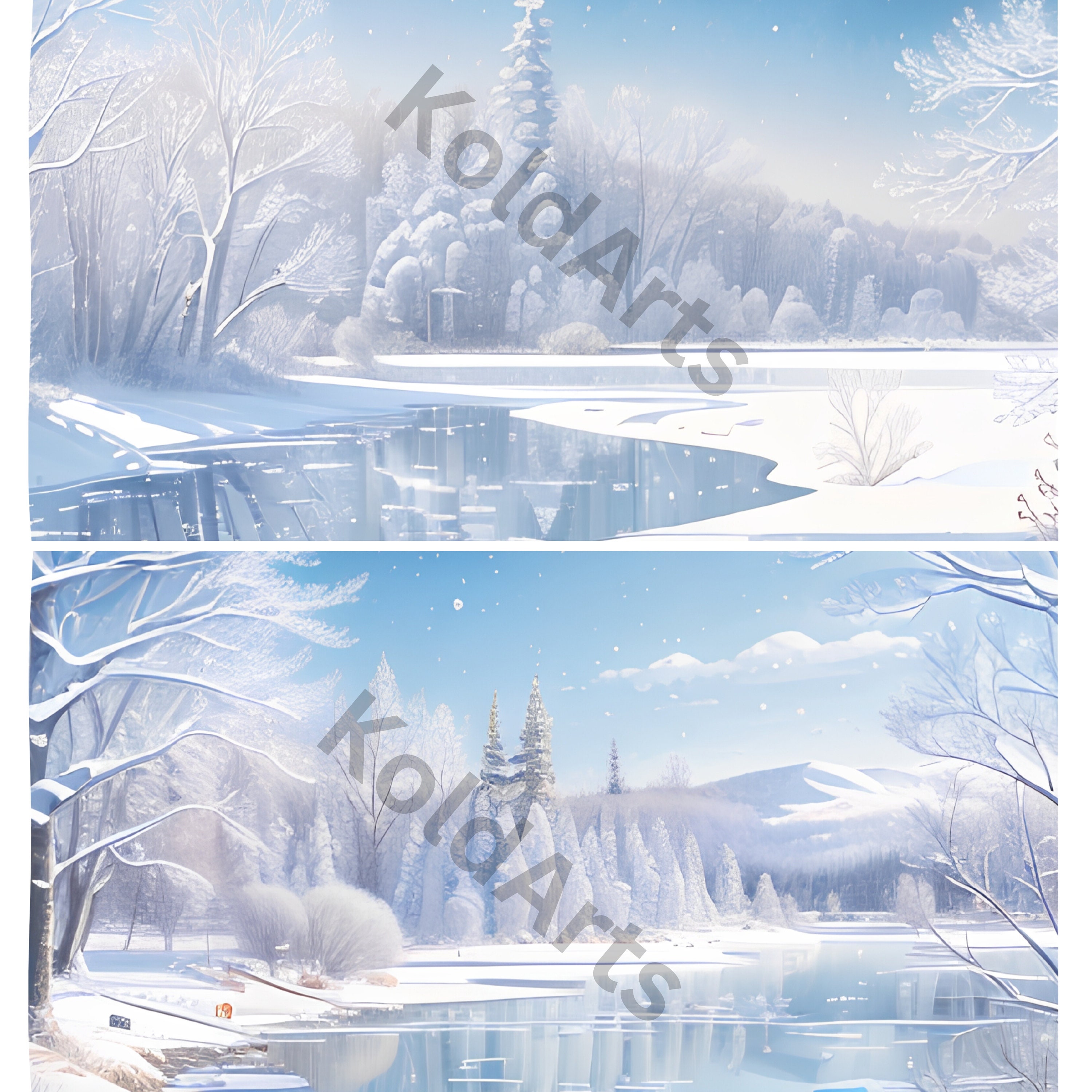 Watercolor Winter Snow Mountain Landscape, and Tree Clipart 18 Images ...
