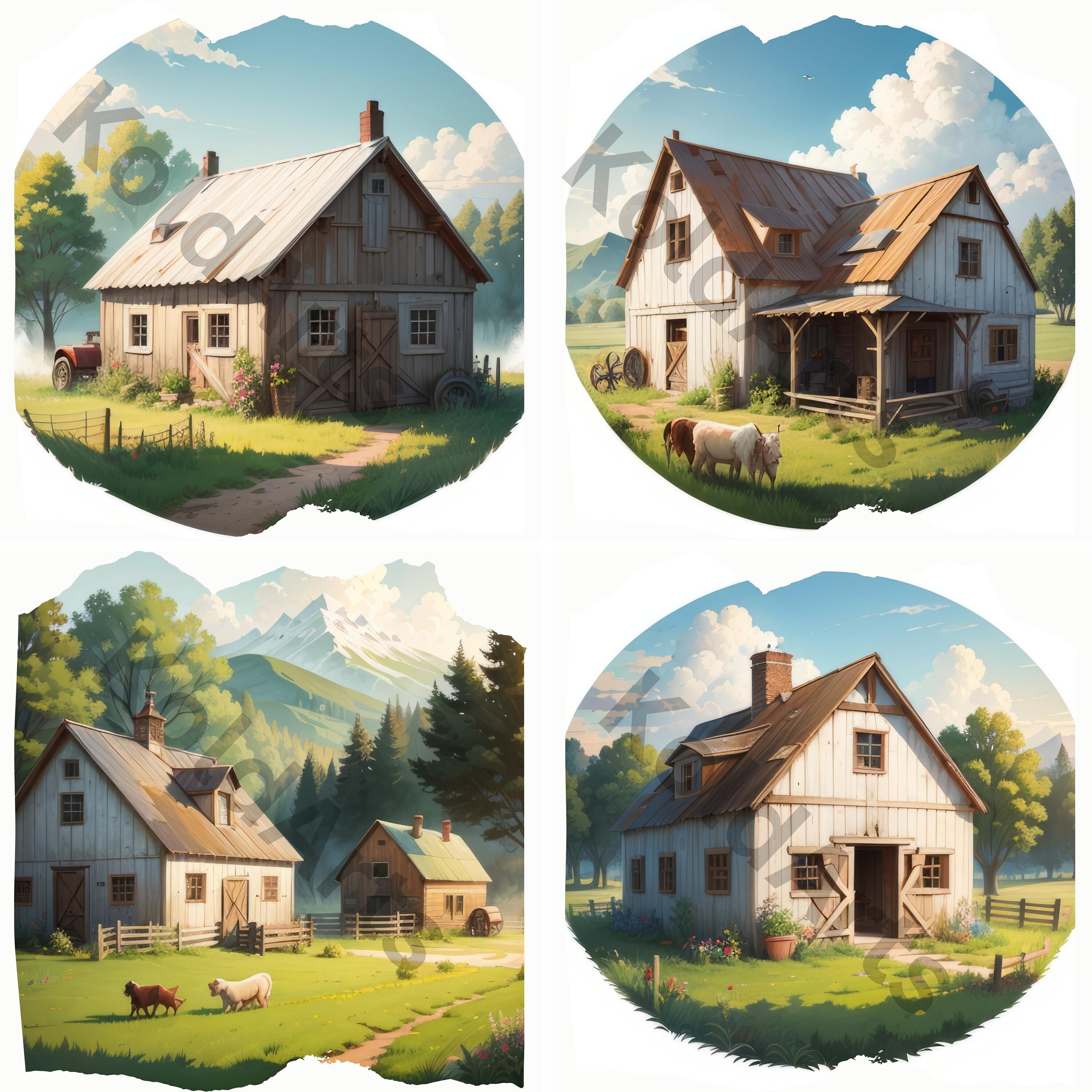 Set of 36 Farmhouse Clipart Images Vintage Country Home Image,and Cozy ...