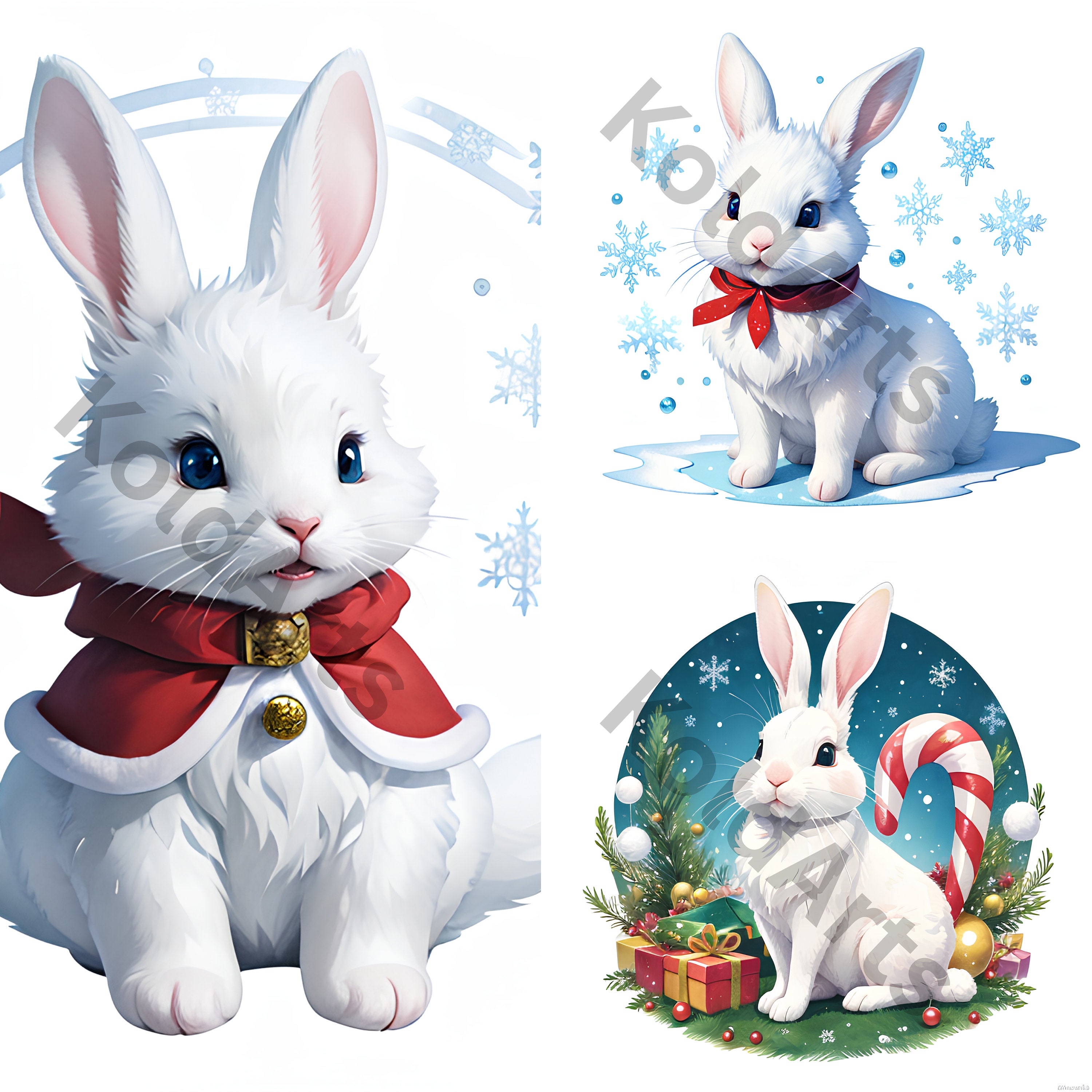 Watercolor Winter Snow Rabbit Clipart-35 Easter Bunny Dreams:premium ...