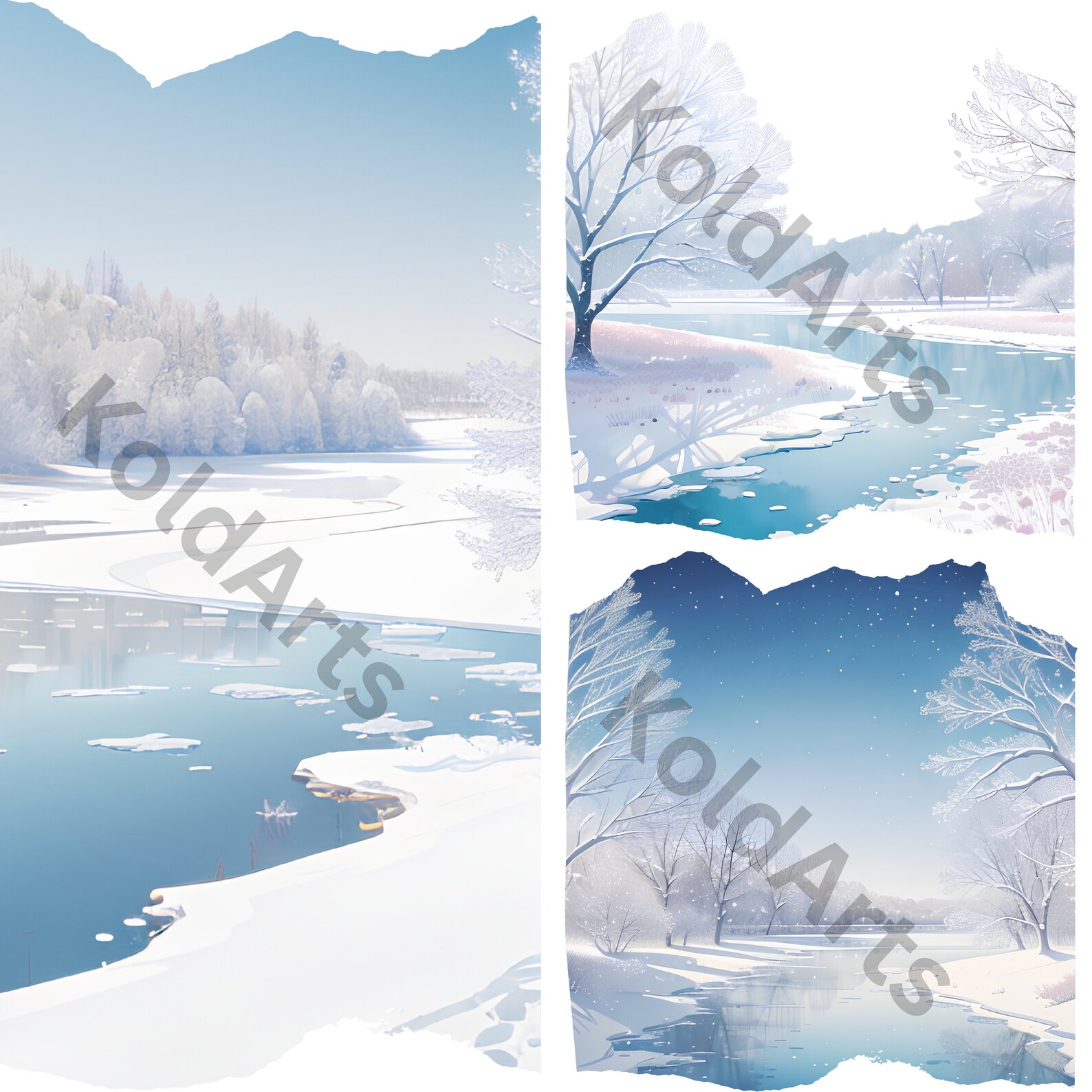 Watercolor Winter Snow Mountain Landscape, and Tree Clipart- 18 Images ...