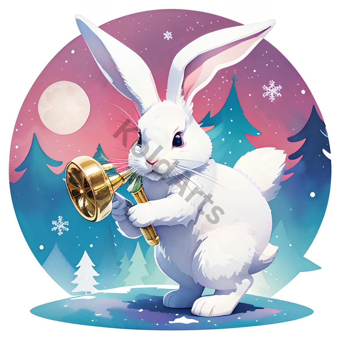 Watercolor Winter Snow Rabbit Clipart-35 Easter Bunny Dreams:premium ...