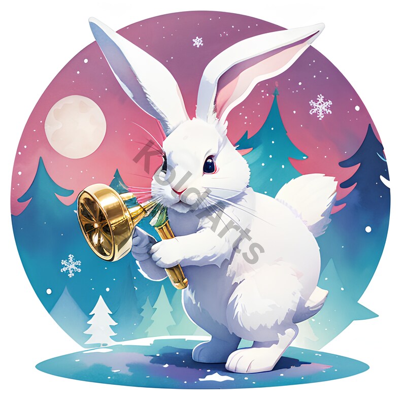 Watercolor Winter Snow Rabbit Clipart-35 Easter Bunny Dreams:premium ...