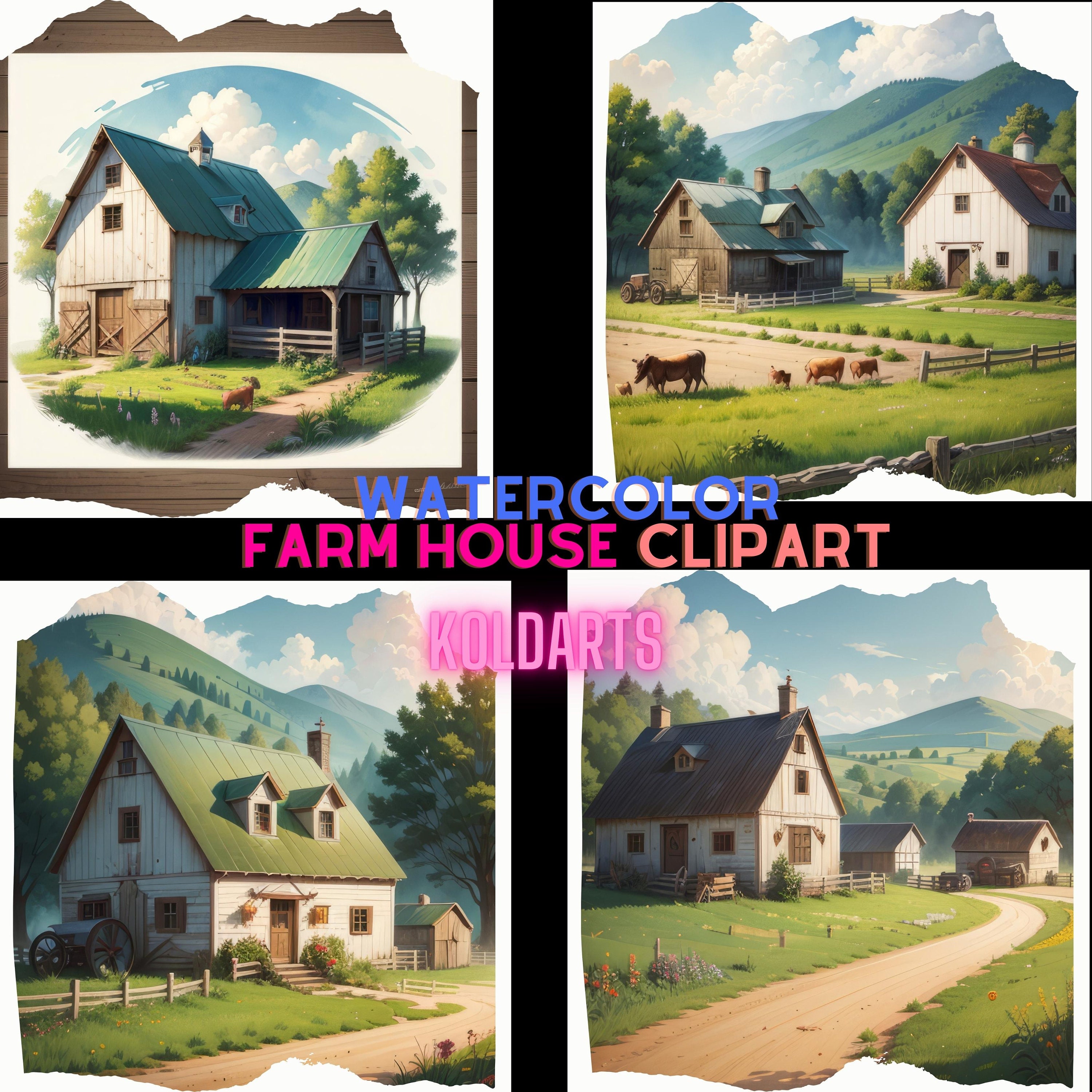 Set of 36 Farmhouse Clipart Images Vintage Country Home Image,and Cozy ...