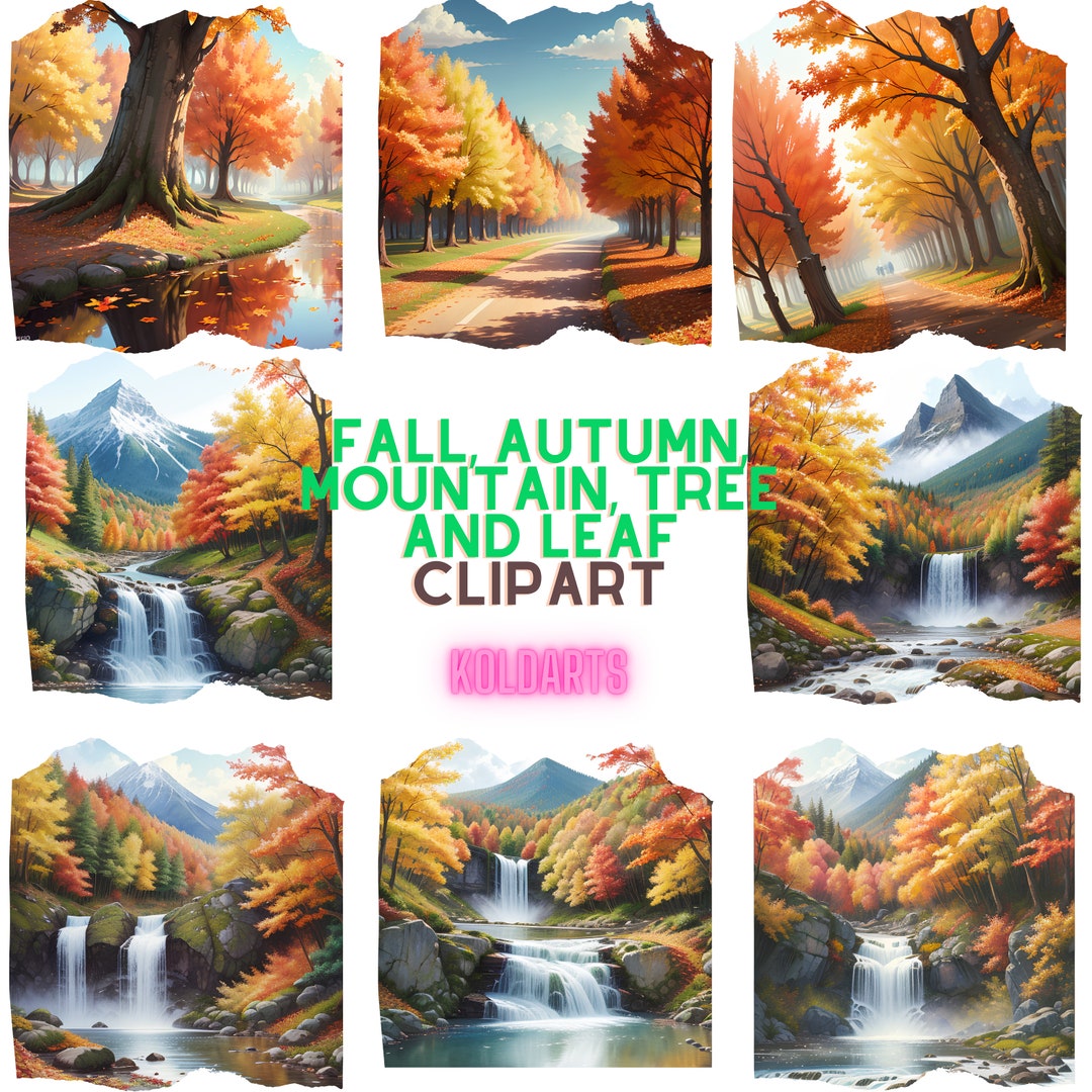 Watercolor Fall, Autumn Clipart- 85 Images of Landscape, Mountain ...