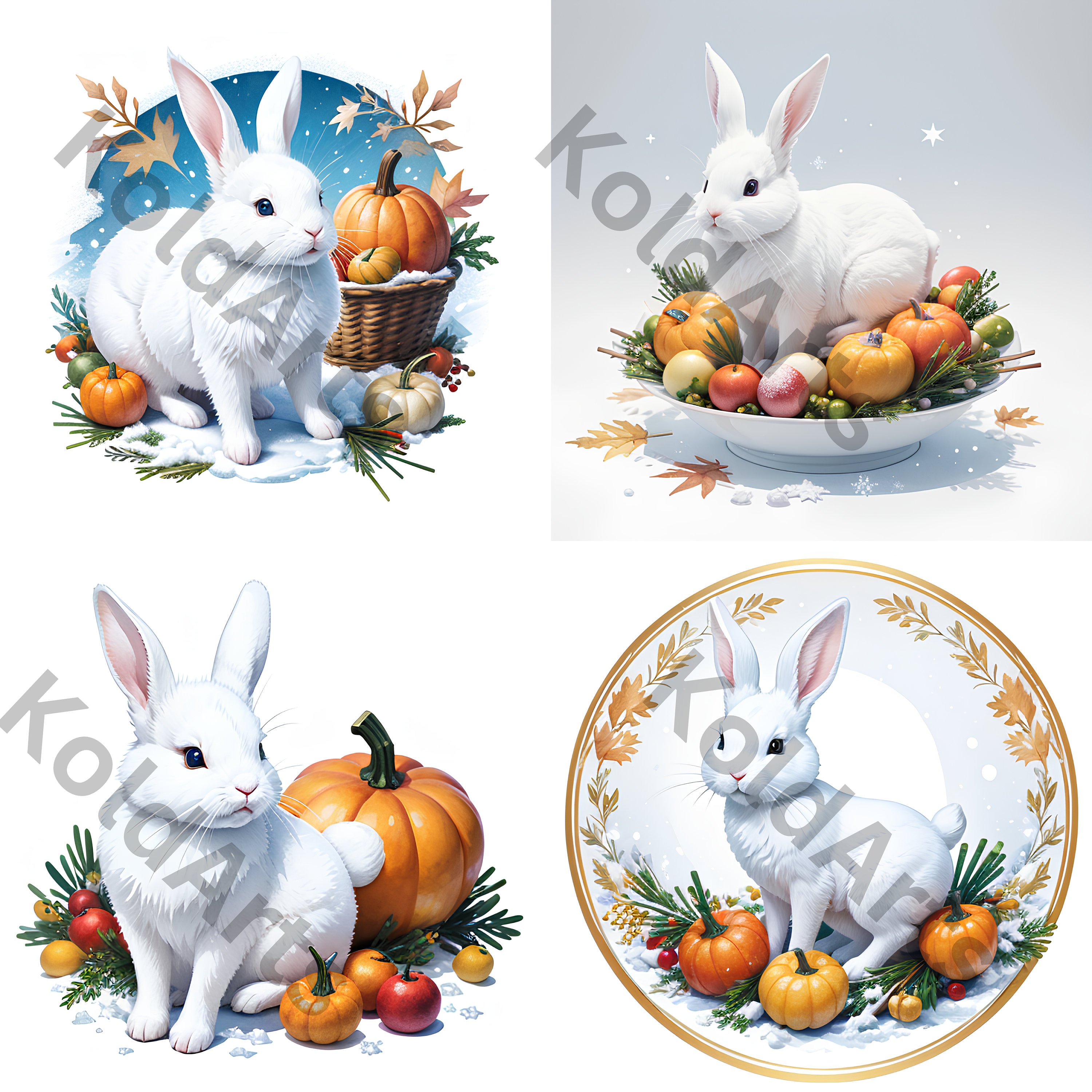 Watercolor Winter Snow Rabbit Clipart-35 Easter Bunny Dreams:premium ...