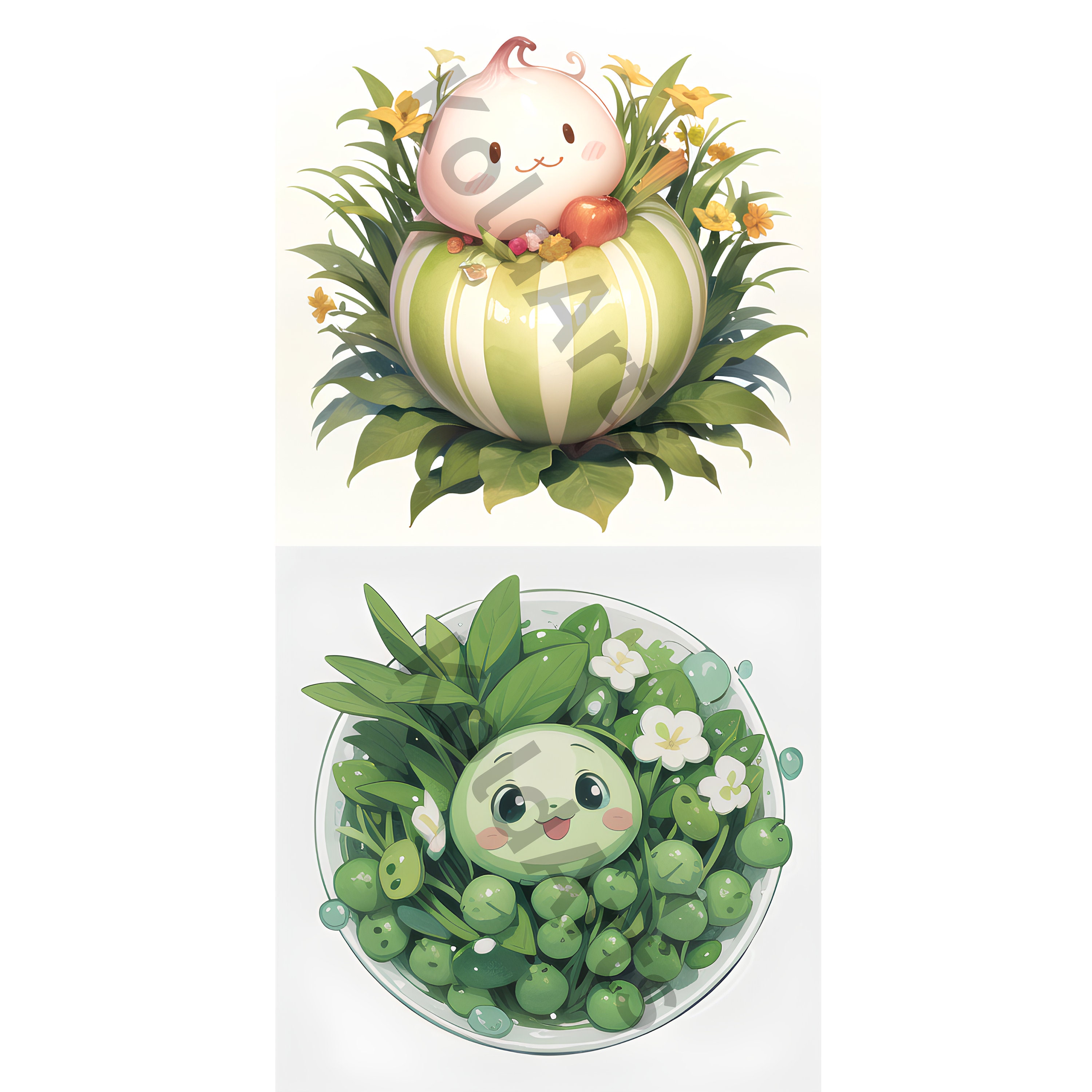 Watercolor Vegetable Characters Clipart 50 Food Character Clipart ...