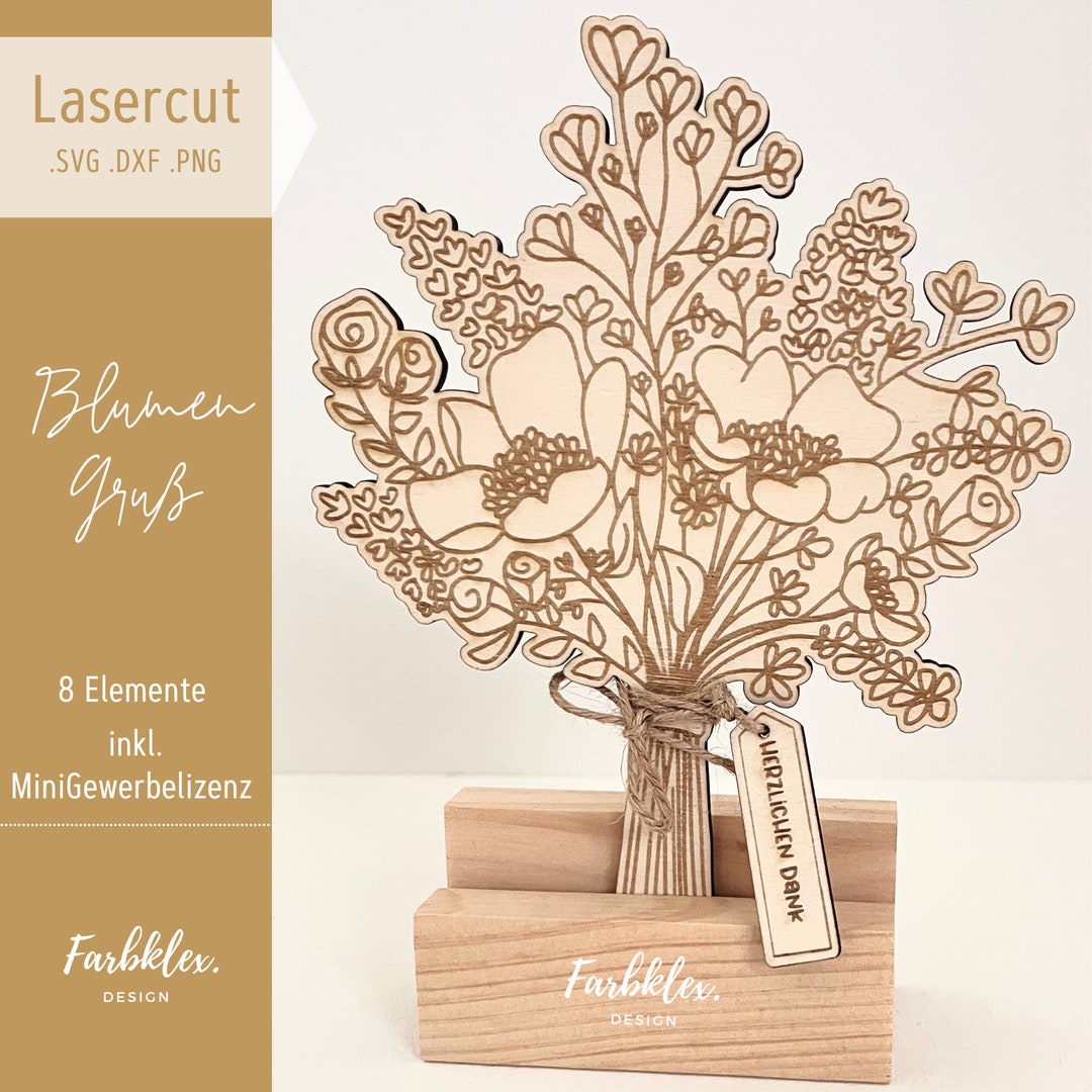 Laser File Bouquet of Flowers, Laser Cut Bouquet of Flowers Gift SVG ...