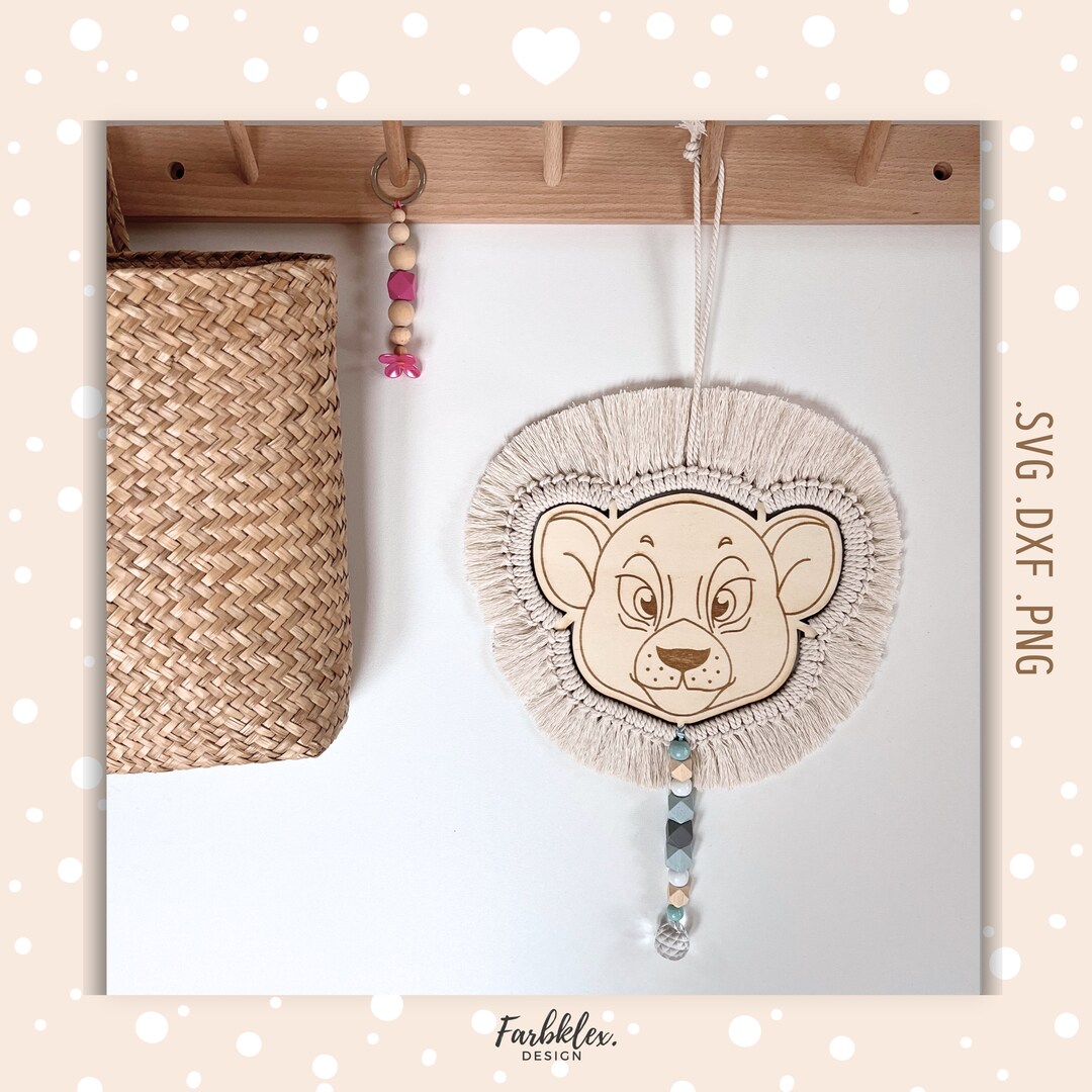 Laser File Macrame Lion | Children's Room Gift Lion SVG DXF PNG Macrame ...