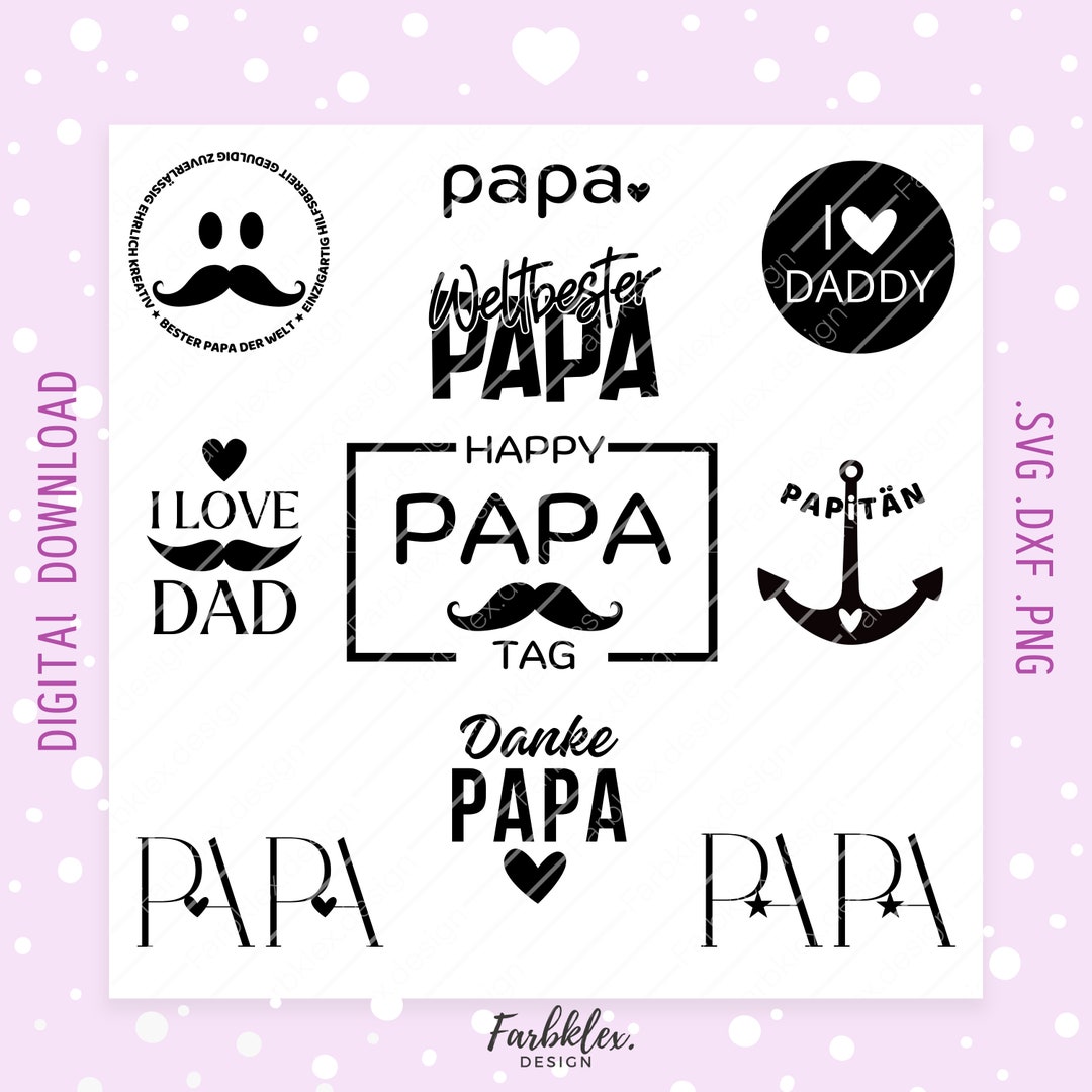 Plotterdatei Papa| Herz Bester Papa SVG DXF PNG Cricut Plotter Bundle Geburtstag Vatertag ...