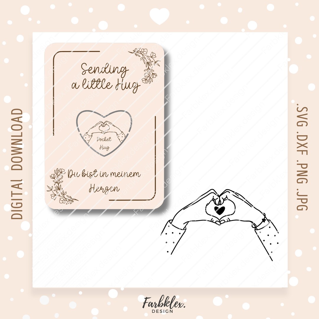 Pocket Hug Card Pocket Hug SVG, Instant Download, Gift Hug, SVG Hugs ...