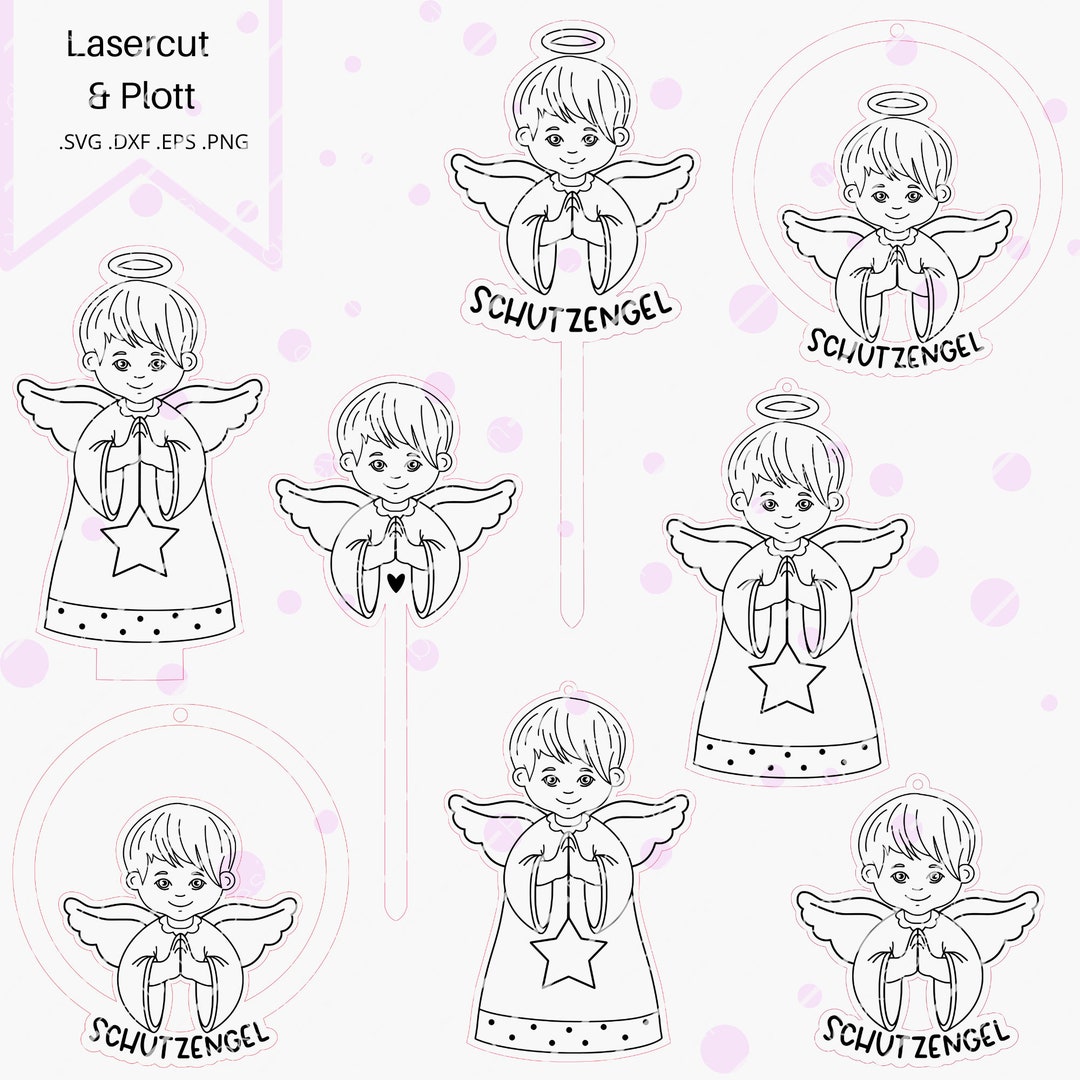 Laser File Guardian Angel Digital File Svg Laser Cutting Plotter File ...