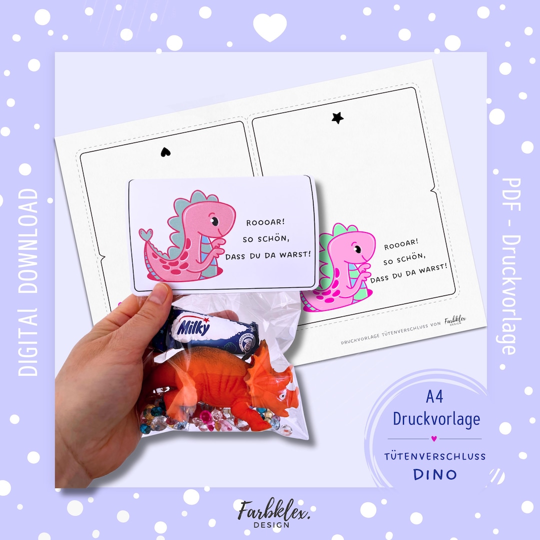 Dino Printable Template - Party Favors for Children's Birthdays, Craft ...