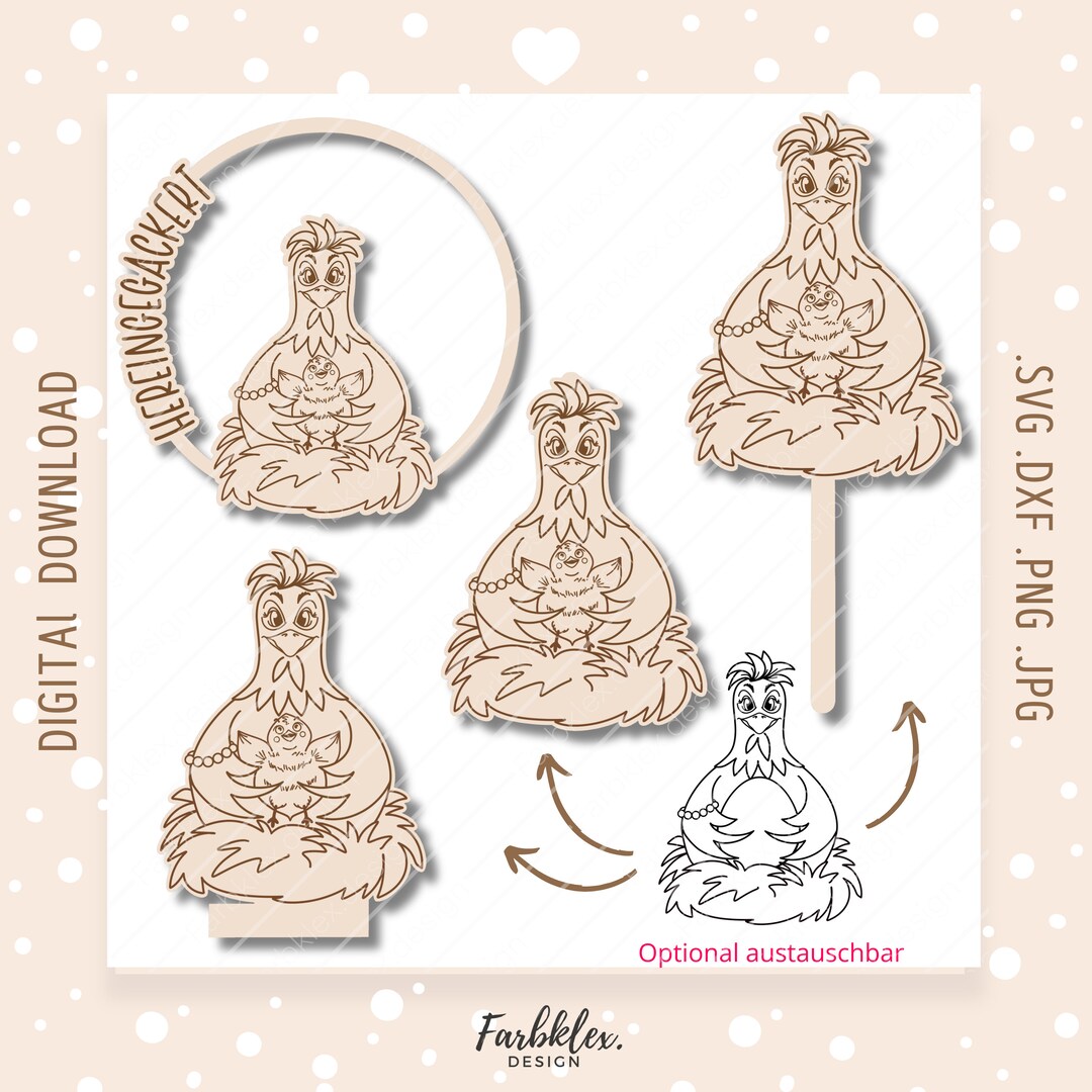 Laser File Chicken Plotter File Chicken SVG DXF PNG Laser Cut Chicken ...