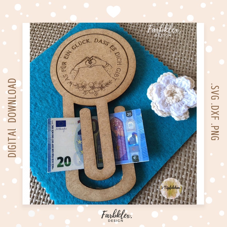 Laser-cut Bookmark File | Floral Clip SVG DXF PNG German Sayings Clip ...