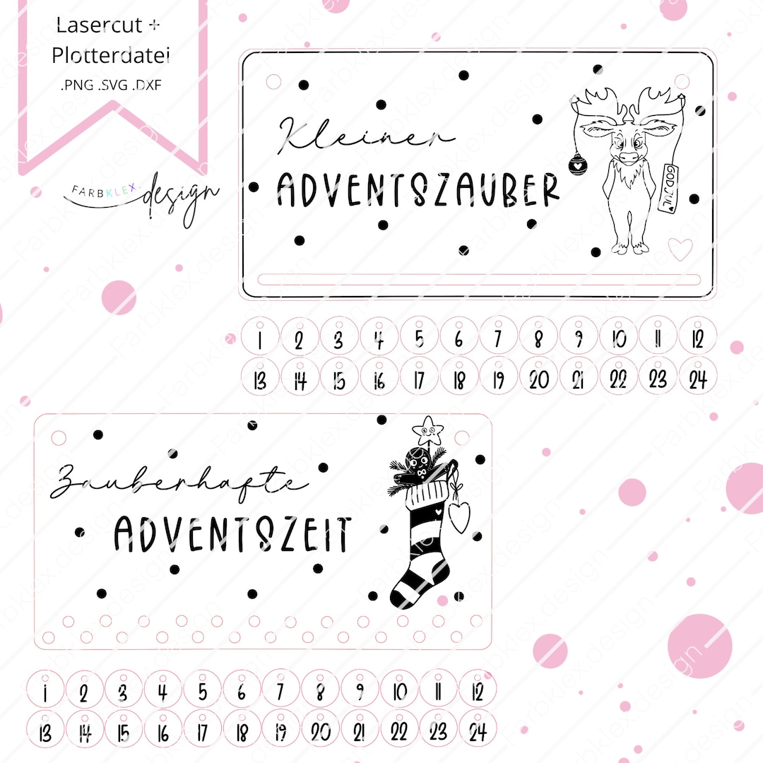 Advent Calendar Set Christmas Laser File and Plotter File in - Etsy