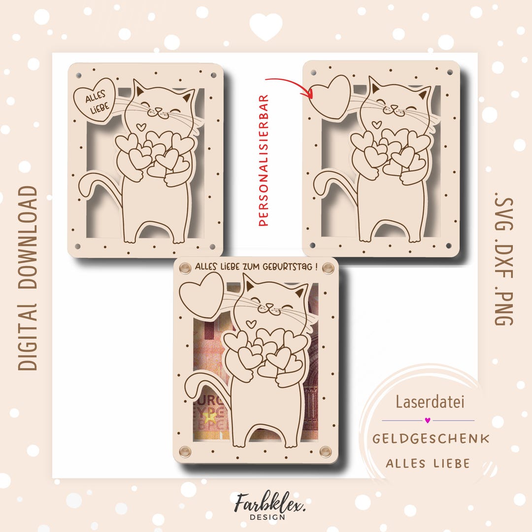 Laser Cut File for Money Gift - Laser Cut File Template for Money Gift ...