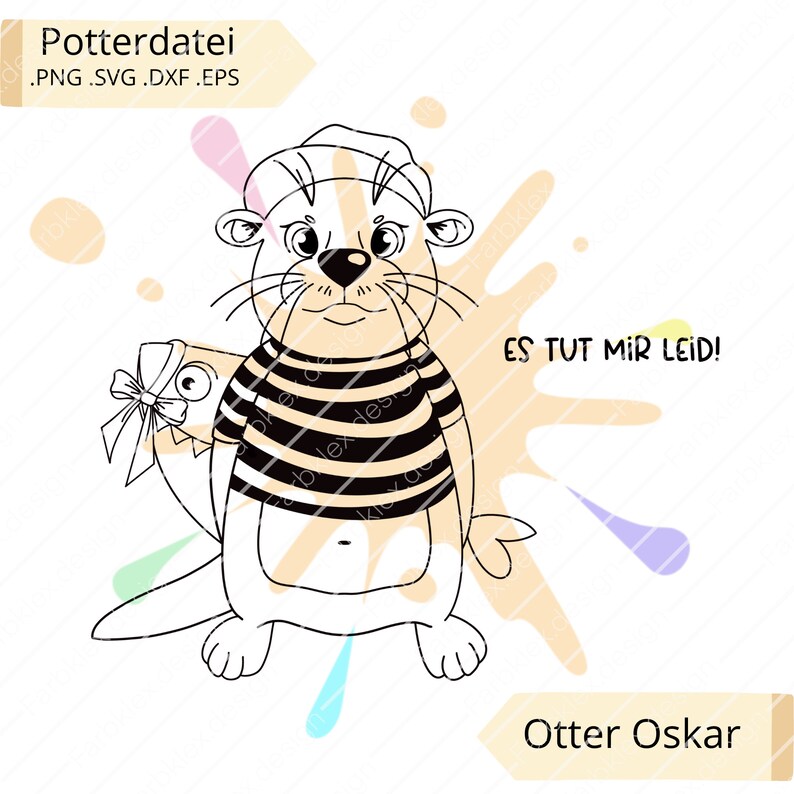 Plotter File Otter Oskar Plotter Template Otter and Fish Plotter File as PNG, SVG Plotter and ...