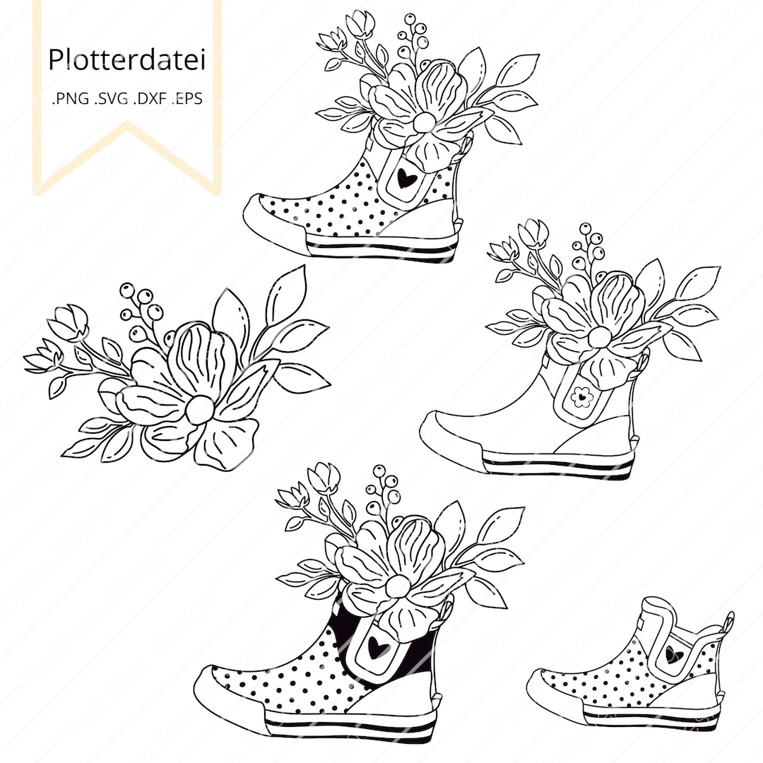 Plotterdatei Blumen | Gummistiefel SVG, Frühling svg, floral svg, Design für T-shirt ...
