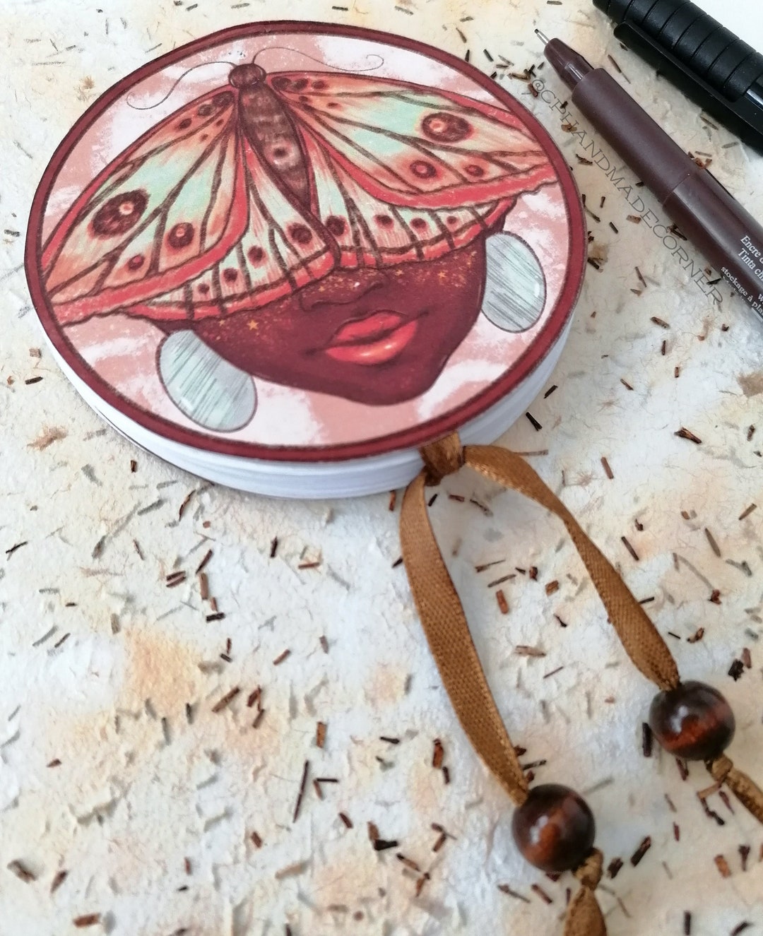 Special Round Notepad From the Night Butterfly Collection | Handmade ...